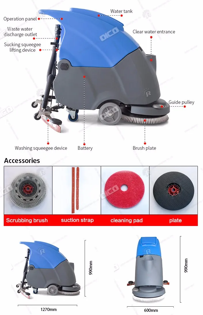 Or-v5 Commercial Floor Scrubber Electric Power Scrubber Floor Sweeper ...
