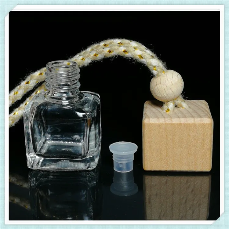 Wholesale Hanging Diffuser Bottles Wooden Cap Square Car Perfume Bottle ...