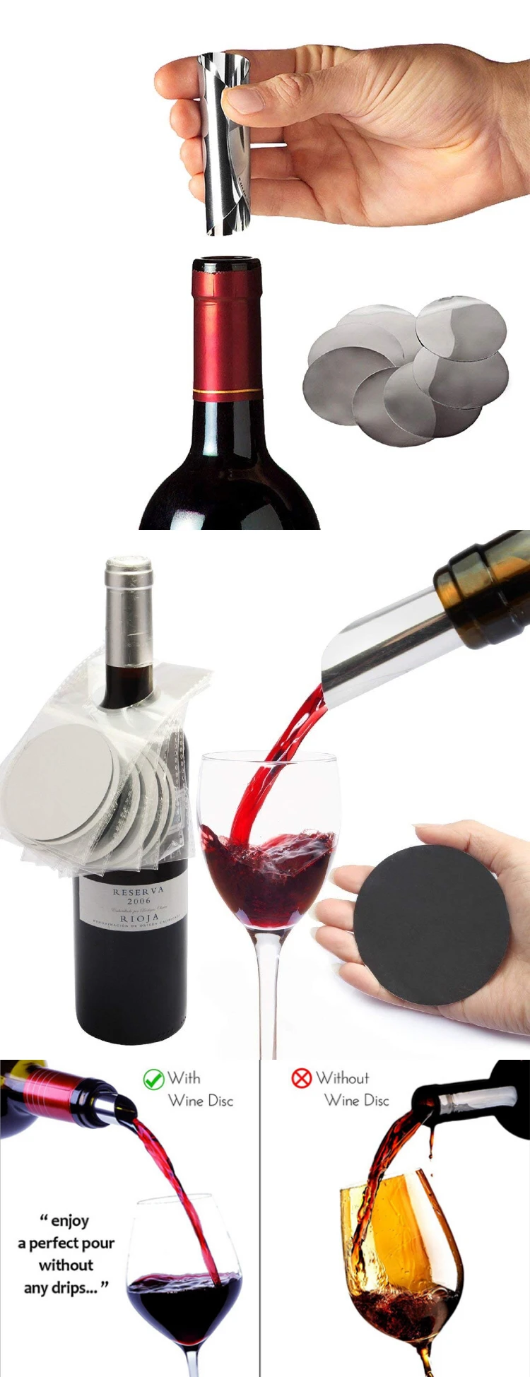 Pet Aluminum Foil Wine Disc Disk Drip Stop Pourer Dropstop With ...
