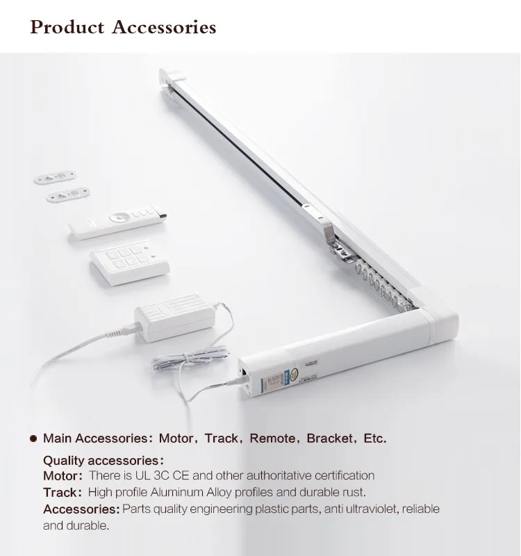 Remote Controlled Electric Motorized Drapery Track System Straight ...