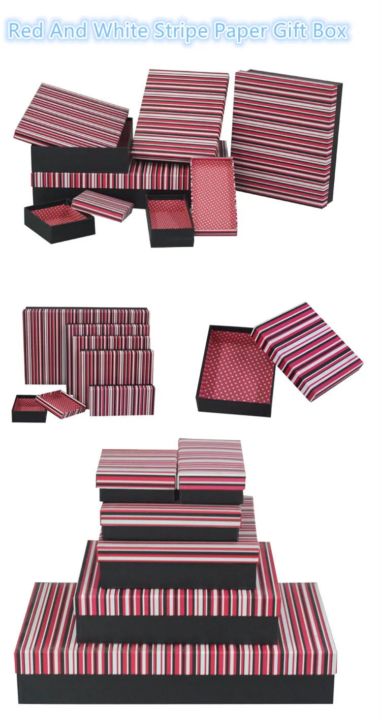 High Quality Cheap Red And Black And White Stripe Paper Gift Box With ...