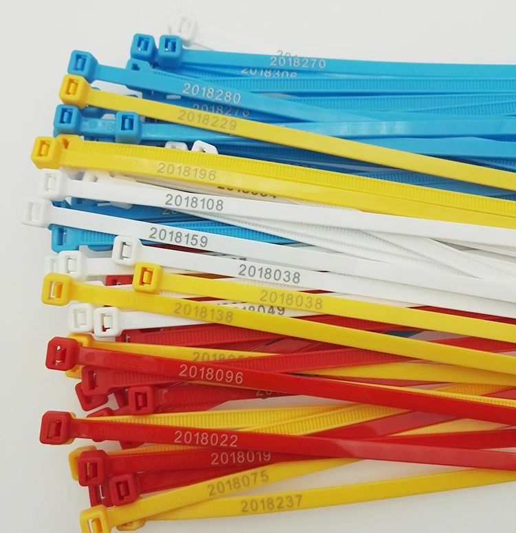 Blue Red Nylon Numbered Zip Ties with Custom Logo
