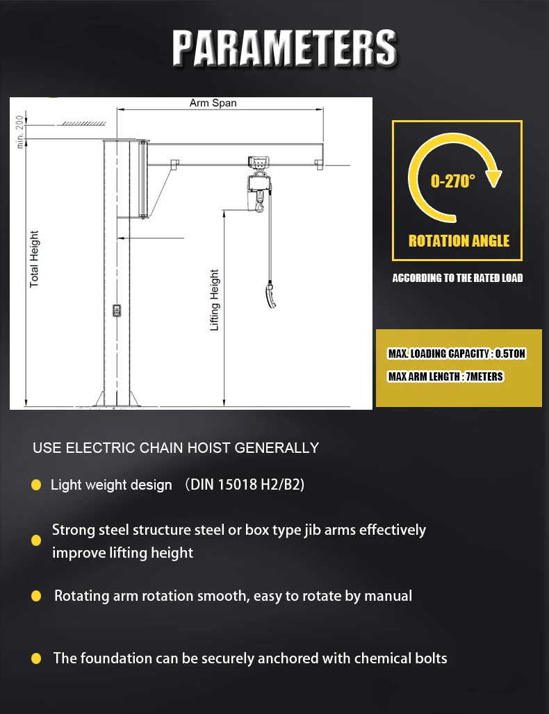 Electric Wire Rope Hoist Jib Crane Jib Crane Slewing Crane - Buy Small ...