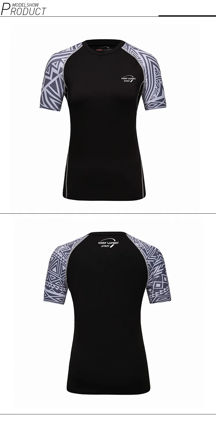 Training Gym Lycra Compression Surf T-shirt Swimwear Short Sleeve Mma ...