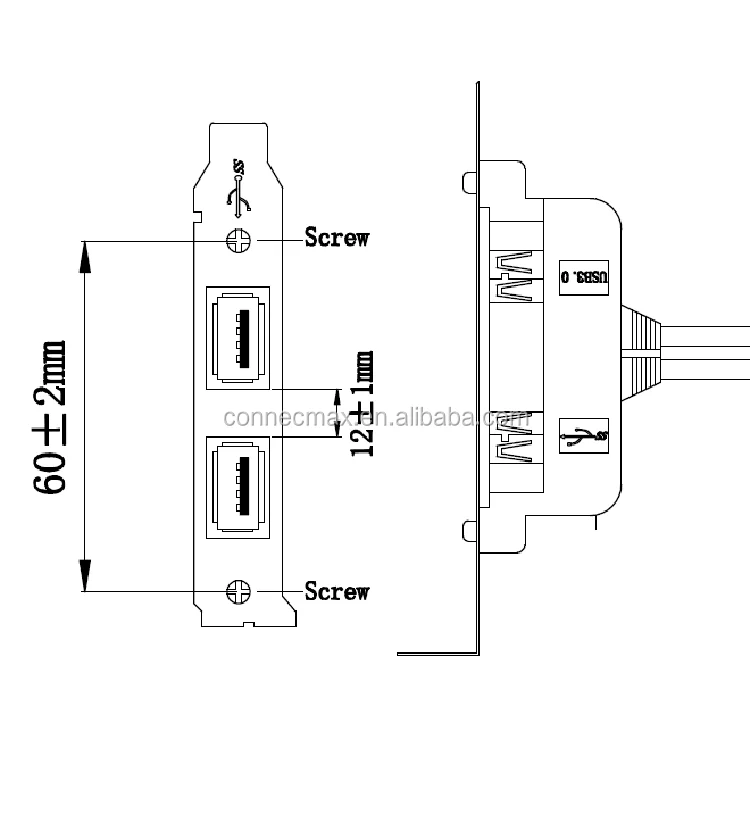 2 Port Panel Mount Usb 3.0 A Female To 20pin Motherboard Header Cable ...