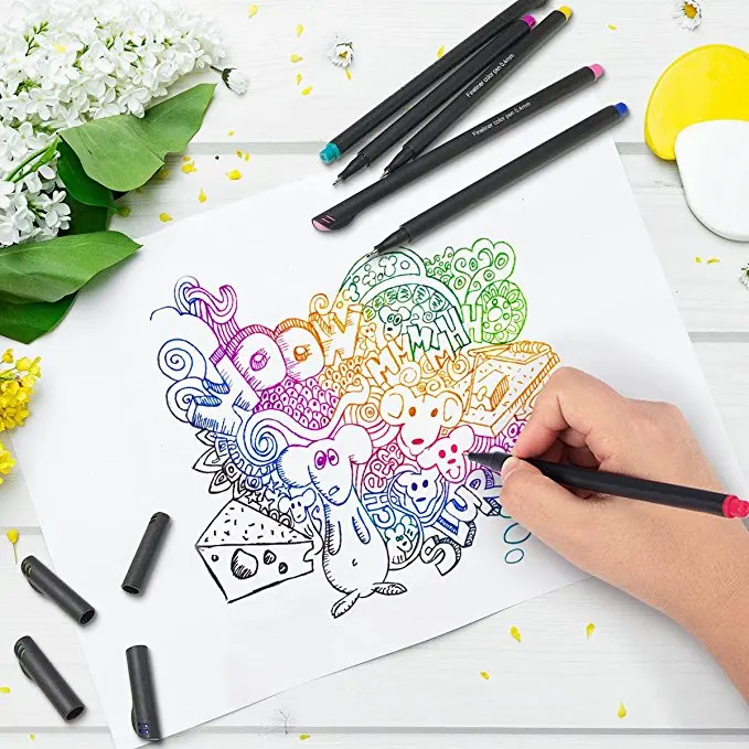 24 Colors Fine Tip Colored Writing Drawing Markers Pens Fine Line Point ...