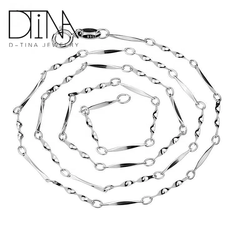 Dtina Sy2 Silver Chain Twist Necklace 925 Sterling Silver Chain Custom ...