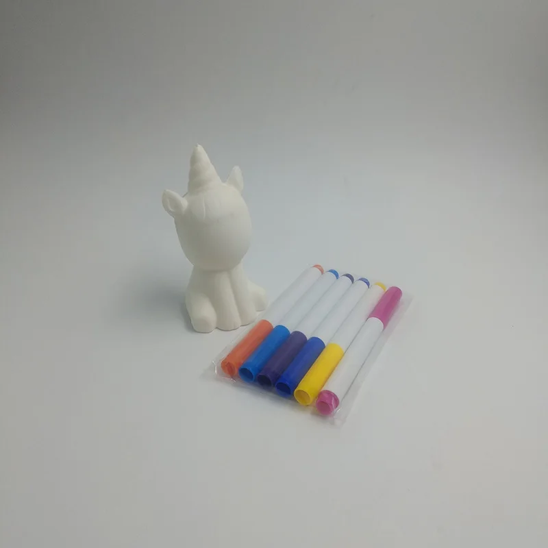 Diy White Unicorn Squishy Statue Paint Markers Painting Kit Toy - Buy ...