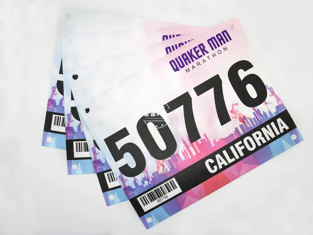 Durable Race Number Bibs Waterproof Tyvek Paper Running Bibs For ...