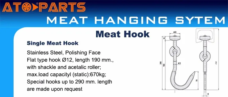 Meat Hanging Rail System With Stainless Steel Meat Hook For ...