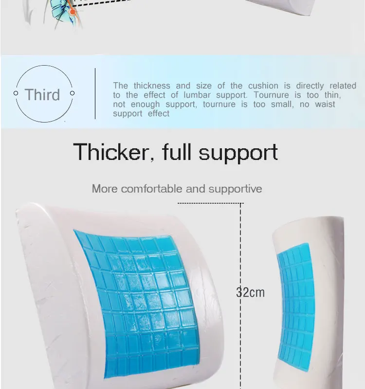 High Quality Cooling Gel Memory Foam Lumbar Back Support Cushion ...