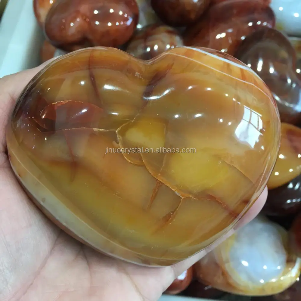 natural red agate stone crystal heart carnelian heart as ornament for ...
