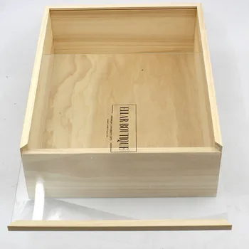 Acrylic Sliding Lid Small Wooden Display Boxes With Clear Glass Window ...