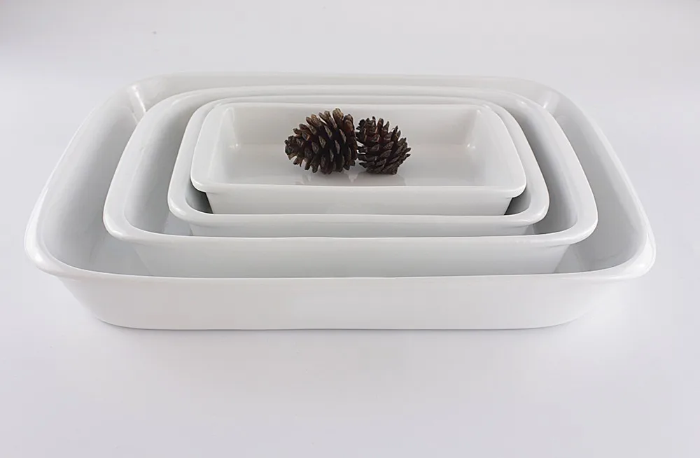 9 10 13 17inch Large White Rectangle Stoneware Ceramic Baking Dish Set ...