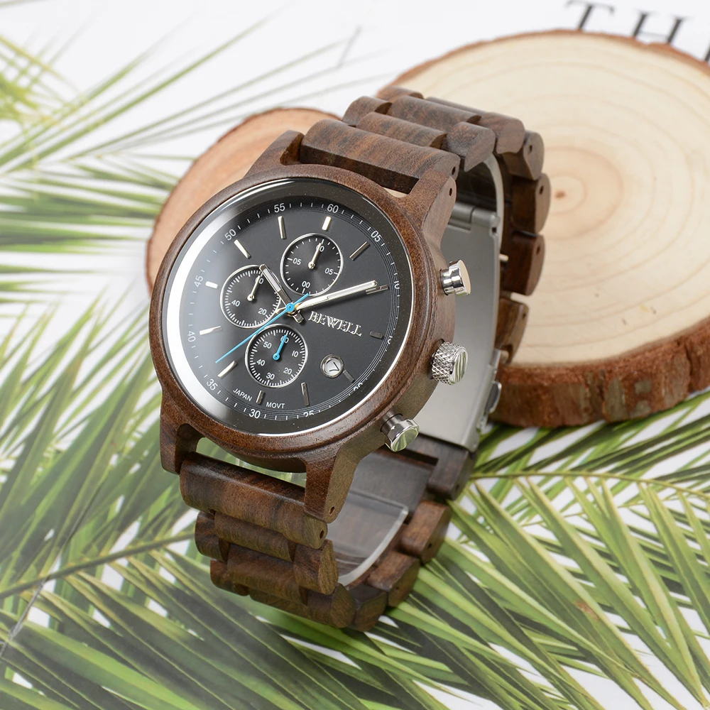 Custom Luxury VD57 Chronograph Movement Wood Bezel Watch