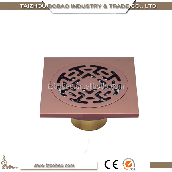 Antique Brass Square Drain Cover - 10x10 cm Decorative Floor Drain for ...