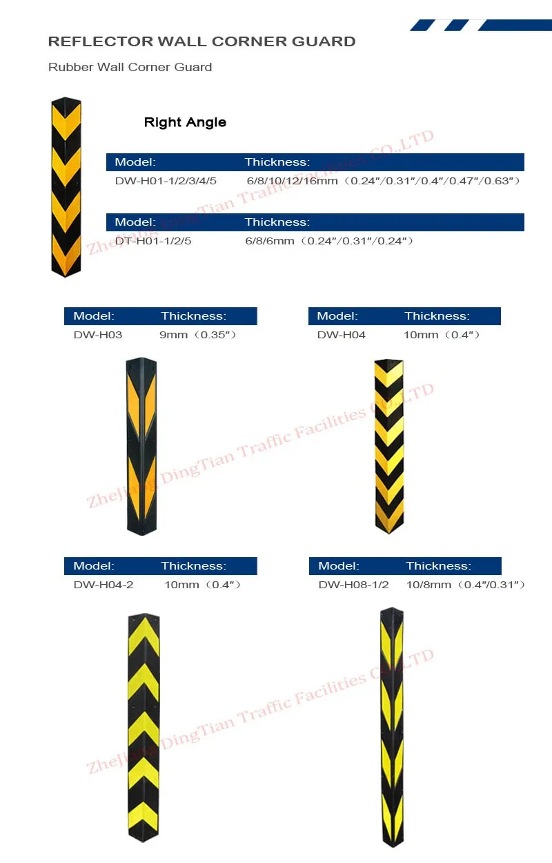 800mm Reflective Rubber Wall Corner Protector Guard - Buy Wall Corner ...