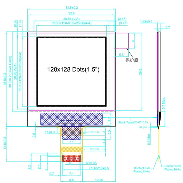 1.5 Inch 128x128 Square Lcd Display - Buy Oled 128x128,1.5 Inch Oled,1. ...