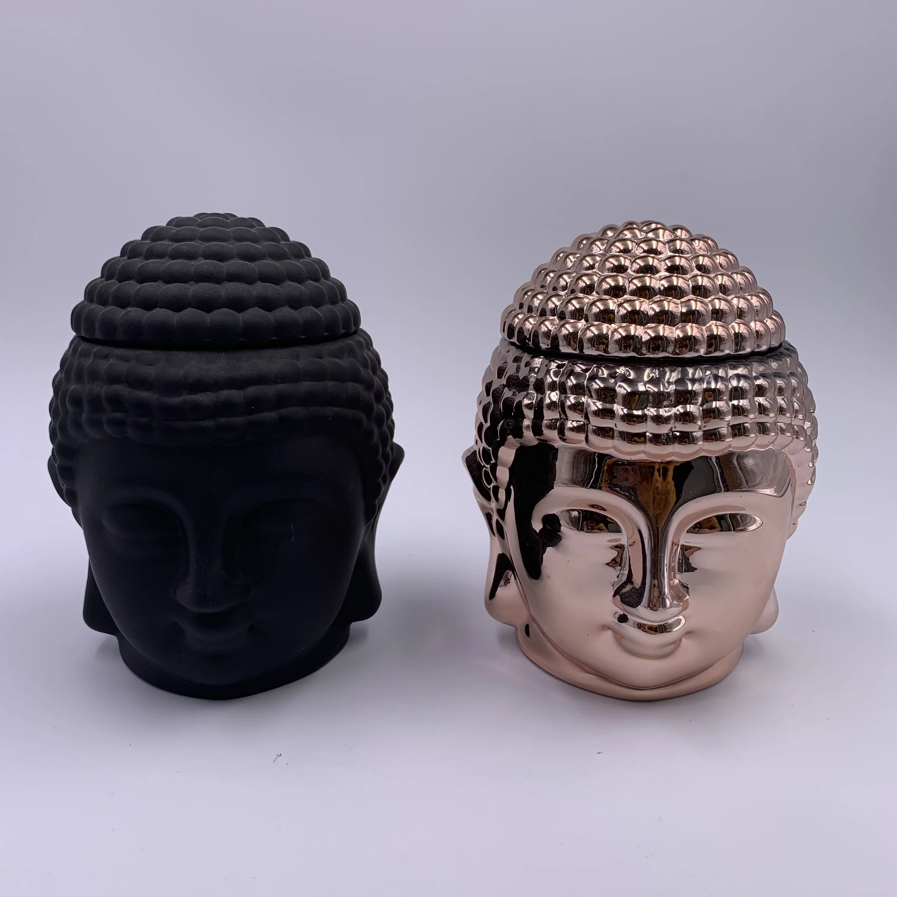 Wholesale Buddha Head Glass Candle Jar with Lid - Luxury