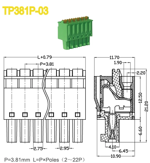 3.81mm Pitch Pluggable Terminal Blocks For Automation Male Female ...