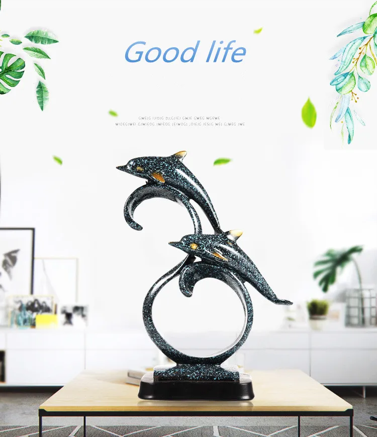 Factory Made Resin Dolphin Sculpture Fishes Craft Supplier For Home ...