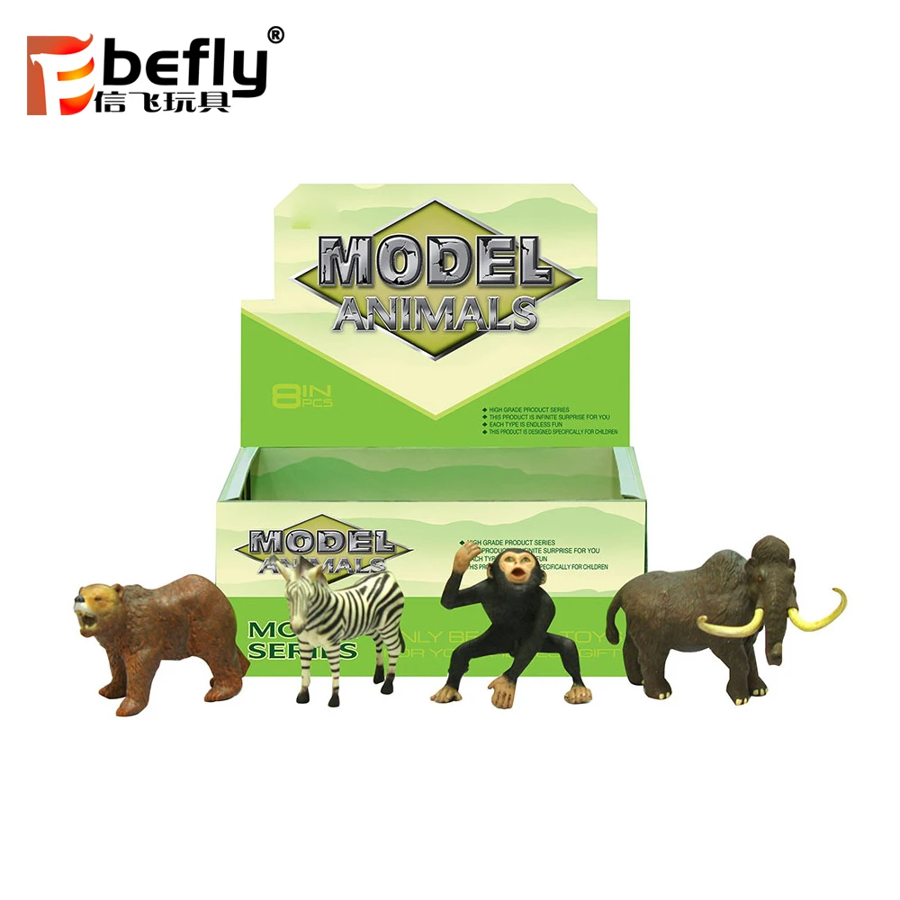 4pcs Small Wild Animal Monkey Bear Zebra Plastic Mammoth Model Toy - BEFLY