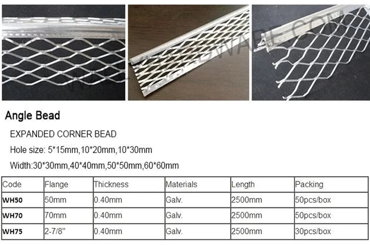 Galvanized Sheet Corner Bead/Plastic Angle Bead 50x50mm Hot Dipped ...