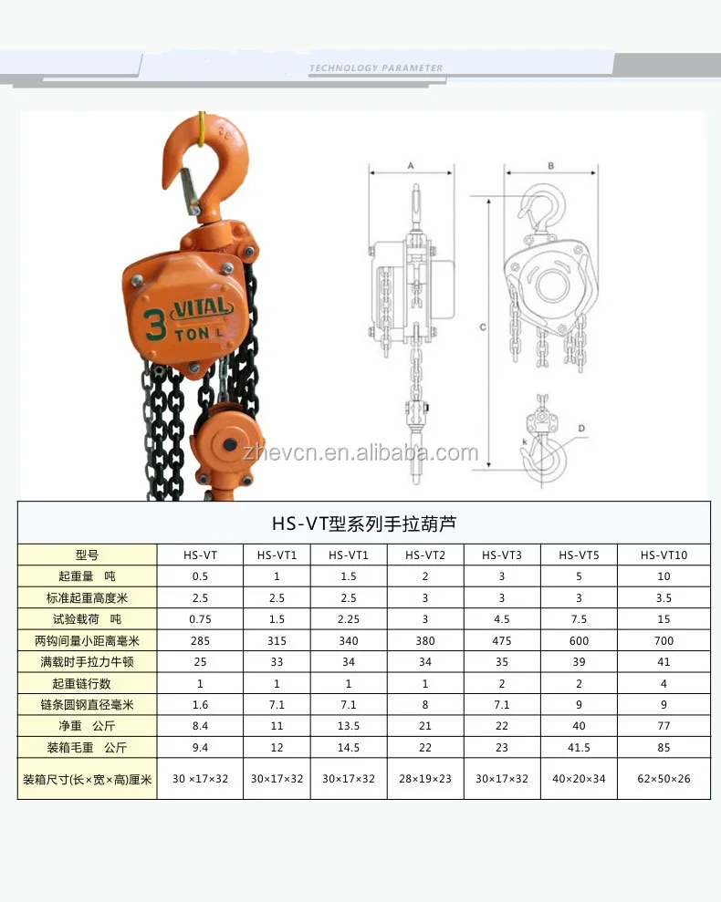 1.5t Hand Lever Hoist 3 Ton Chain Blocks With 3 Meters Pull Lifting ...