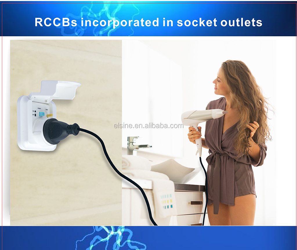 RCD09 Intertek IP44 16A RCCB Residual Current Socket - OEM | Wholesale