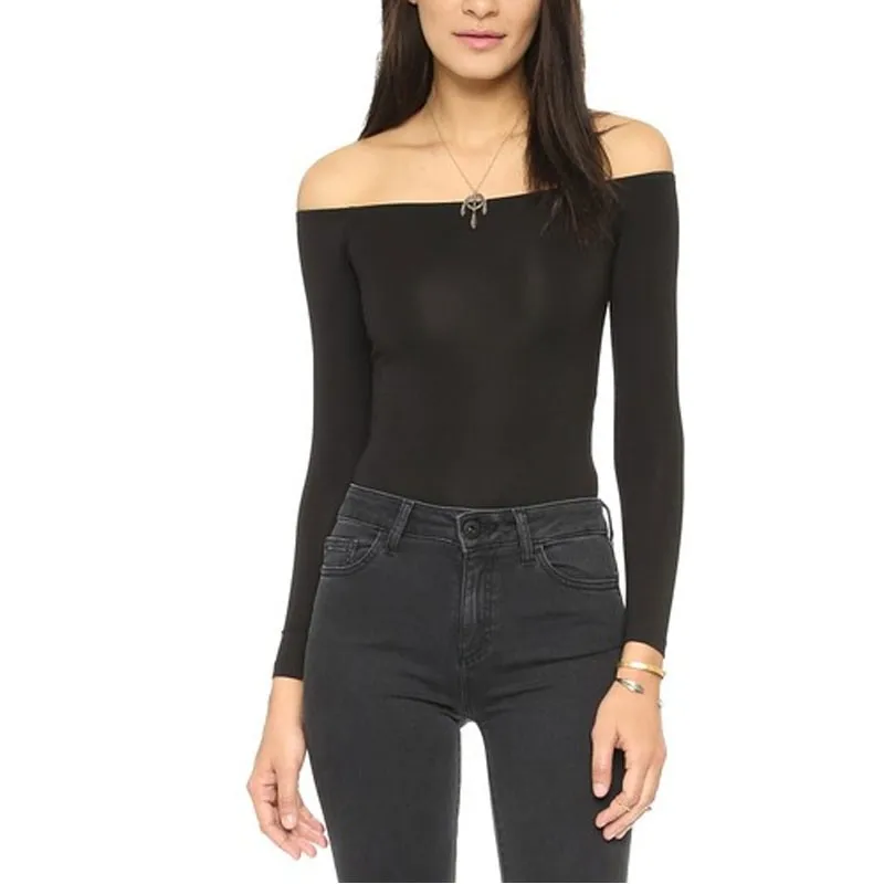 Shoulderless Leotard Jersey Simple Jersey Bodysuit Off-shoulder ...