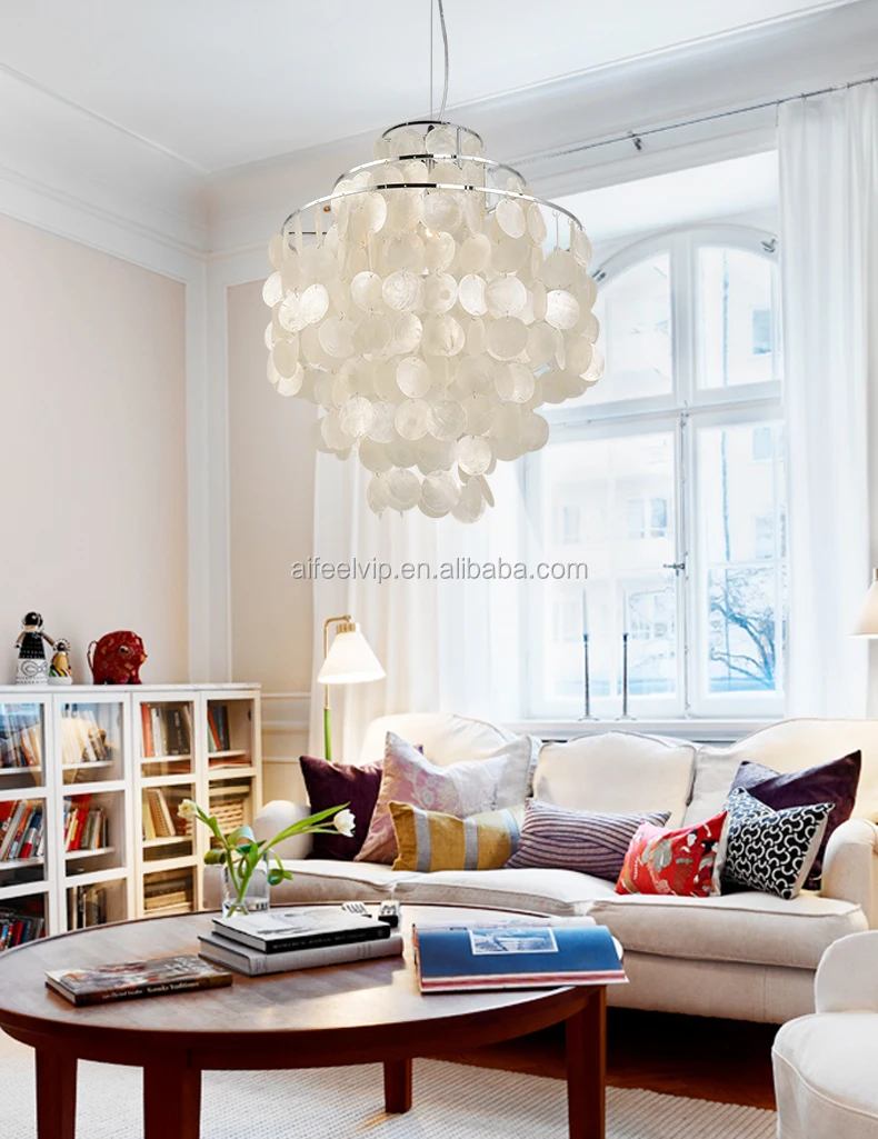American Style Modern Capiz White Seashell Lighting Chandeliers Made Of ...