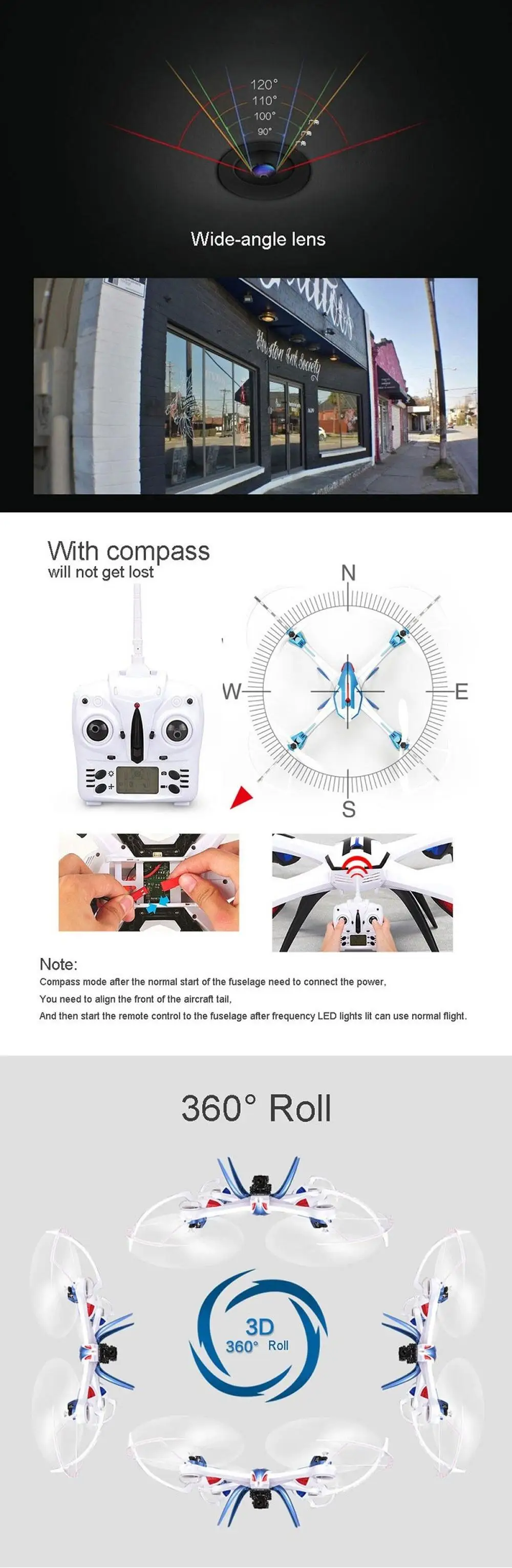 Jjrc H16 Gyro 6 Axis Rc Quadcopter Tarantula X6 Drone With Wide-angle ...