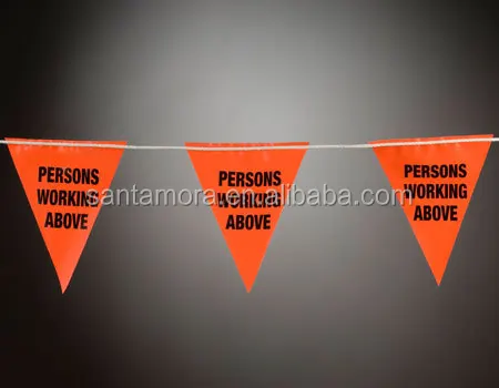 Custom Orange Triangle Bunting Safety Flags Warning Flag On Heavy Duty ...