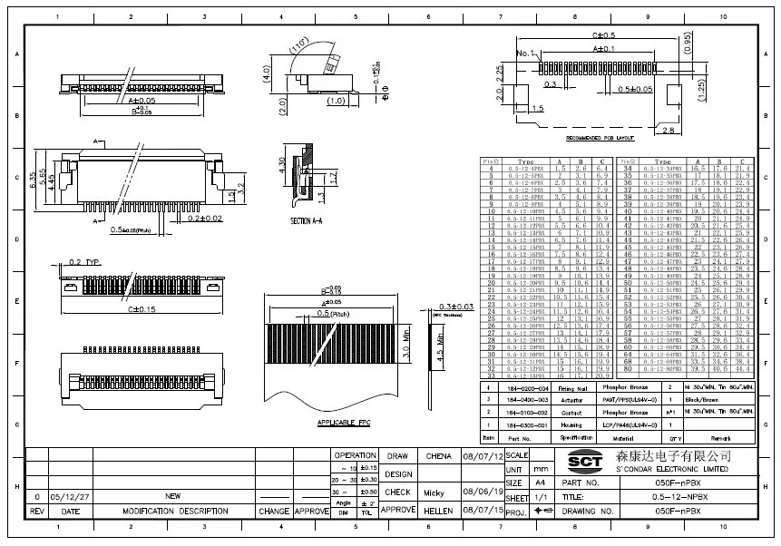 Hot Sell Fpc 0.5mm Pitch All Pose Connector With Cable Made In China ...