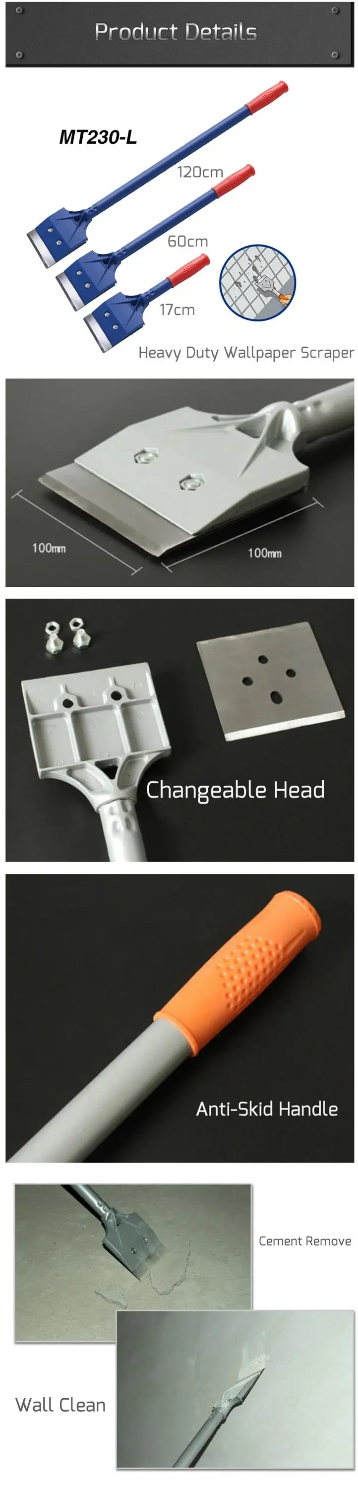 Heavy Duty Long Handle Wallpaper Scraper For Cement Removal - Buy Heavy ...