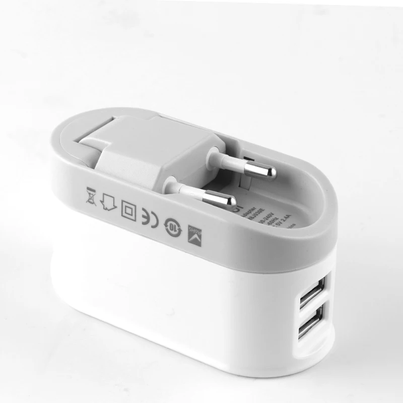 M8j030e 2 Usb Home Timer Charger Adapter 5v2.4a With Folded Eu Plug ...