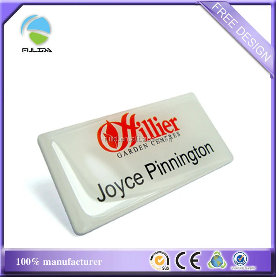 Garden Centres Company Logo Resin Epoxy Dome Name Badge - Buy Epoxy ...