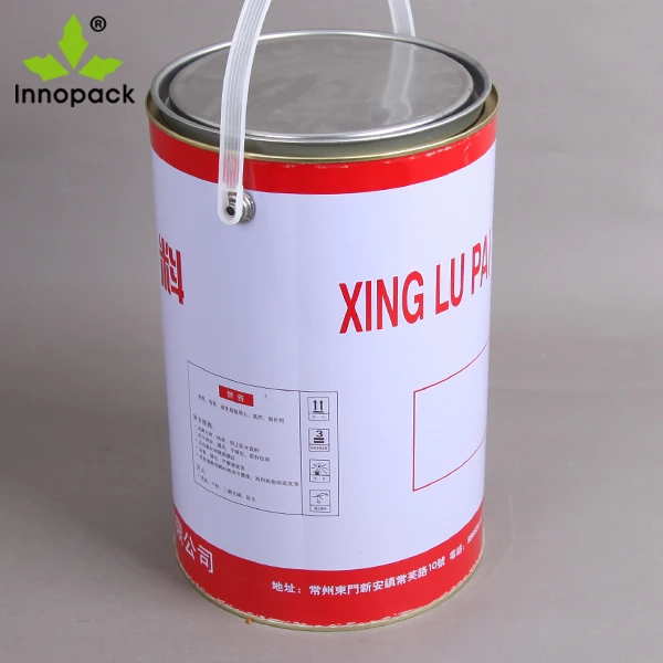 4 Litre Round Tinplate Paint Tin Can With Plastic Handle - Buy 4 Litre ...