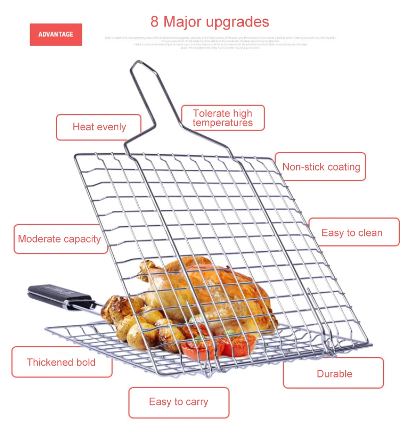 Stainless Steel Barbecue Net Grilled Fish Clip High Temperature ...