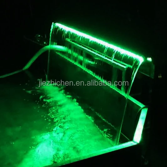 Led Water Feature Stainless Steel Wall Mounted Sheer Descent Waterfall ...