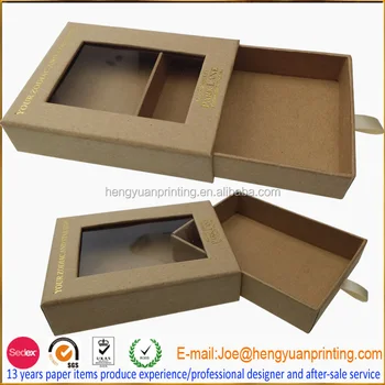 Eco Friendly Packaging Box Kraft Paper Drawer Box With Window Ch940 ...