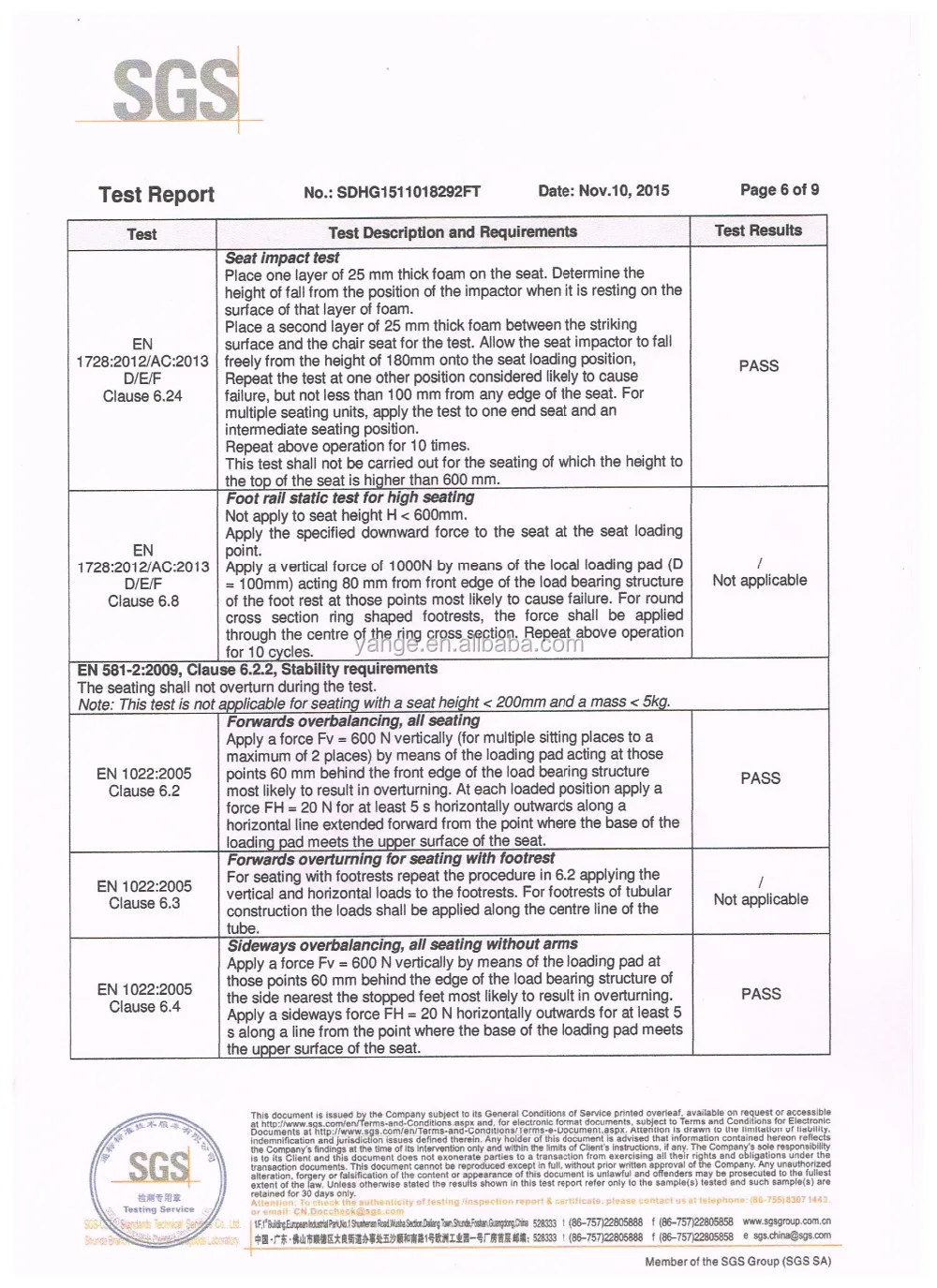 Outdoor Rattan Furniture Sgs En 581-1:2006 En 582-2:2009 Test - Buy ...