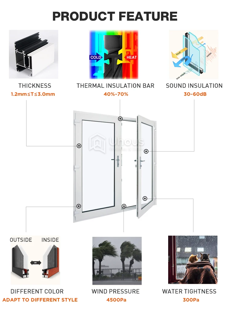 Puertas francesas de aluminio de estilos modernos personalizadas puerta ...