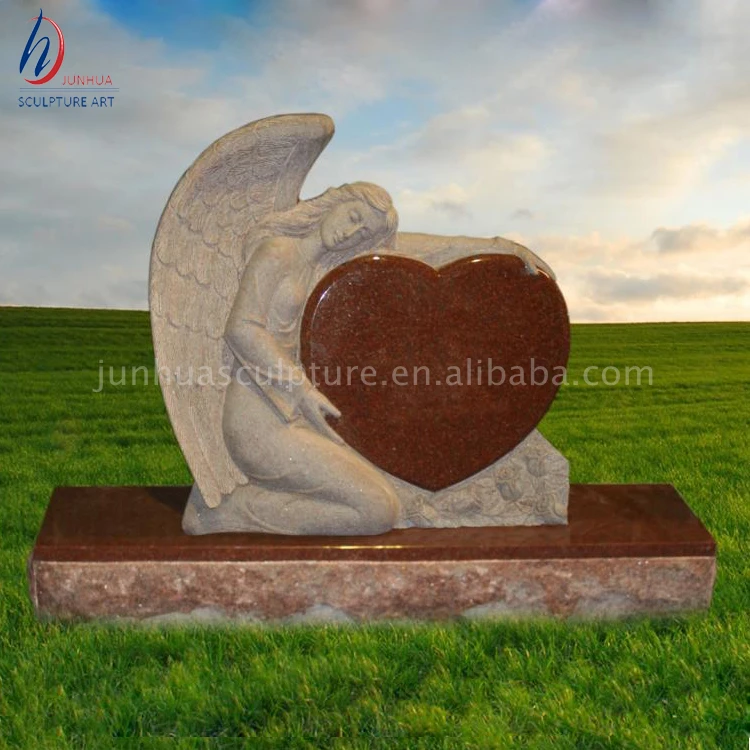 Red Granite Angel Statue Headstone/tombstone/monument Heart - Buy ...