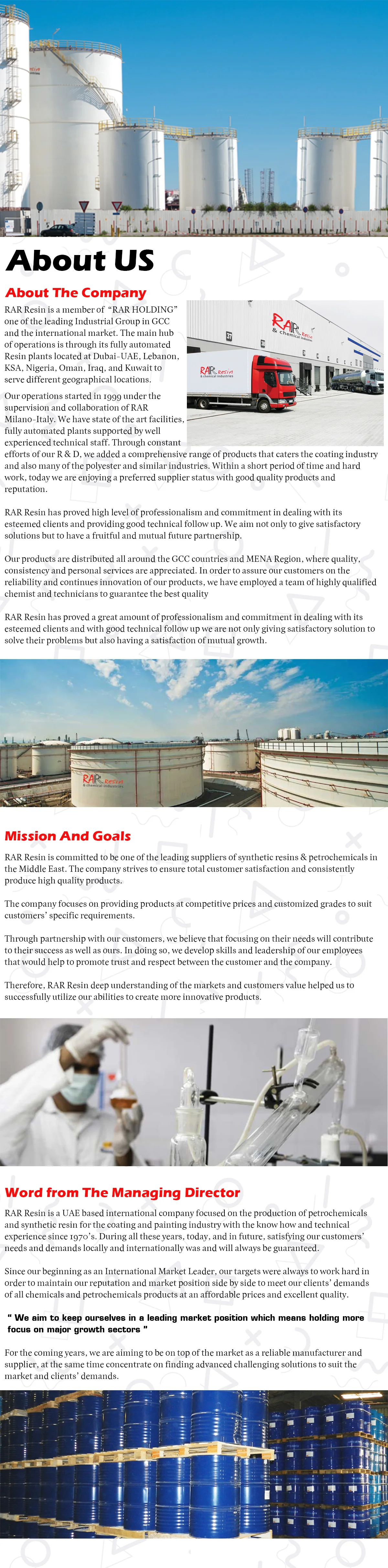 Company Overview - RAR RESIN & CHEMICAL INDUSTRIES DMCC