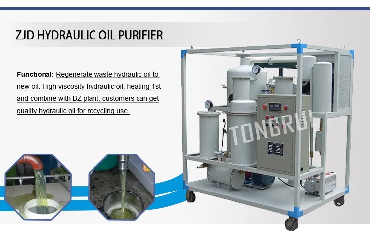 Waste Hydraulic Oil Purification Cleaning Machine For Oil Recycling ...