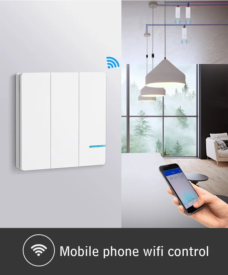 Wireless Wifi On Off Wall Switch Remote Light Relay App Control Wifi
