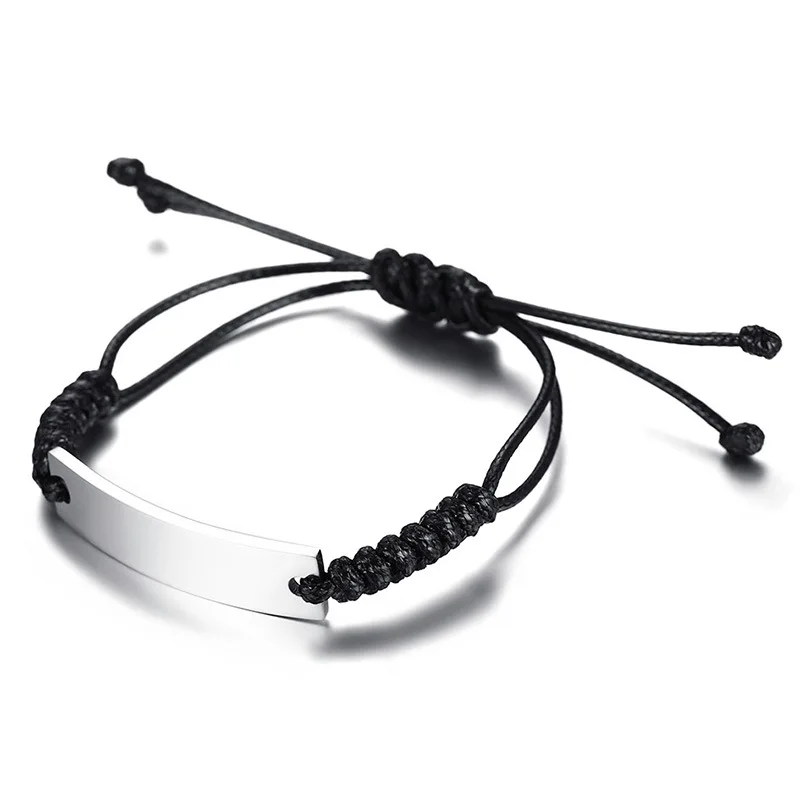 Custom Engraved Adjustable Rope Bracelet - Stylish & Durable