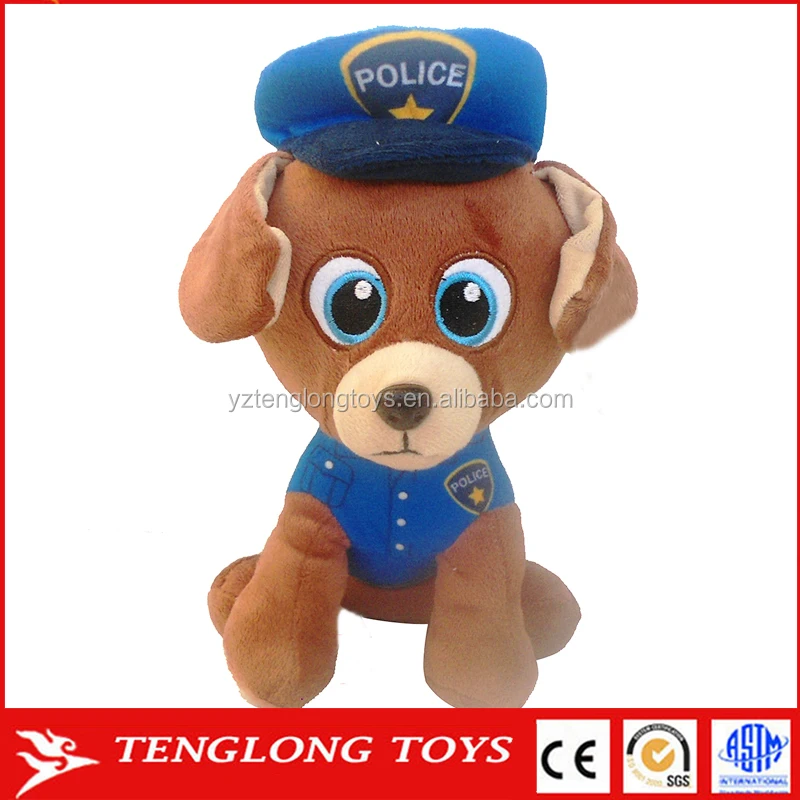 Custom Stuffed Animal Police Dog Plush Toys With Uniform And Hat - Buy ...
