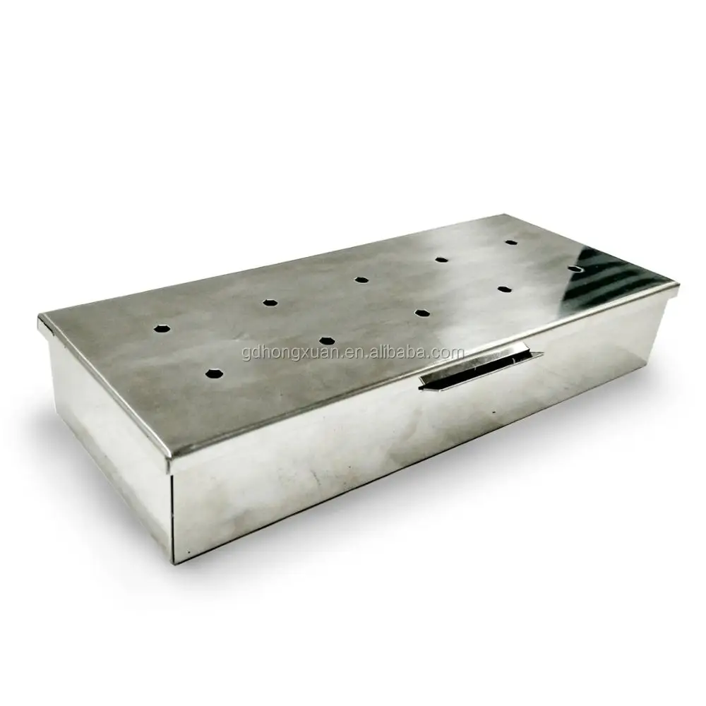 Sturdy Stainless Steel Rectangle Bbq Charcoal Grill Meat Smoker Box ...